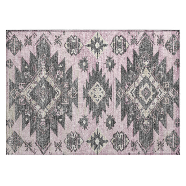 Bungalow Rose Machine Washable Indoor/Outdoor Xhevrie Pink Rug | Wayfair